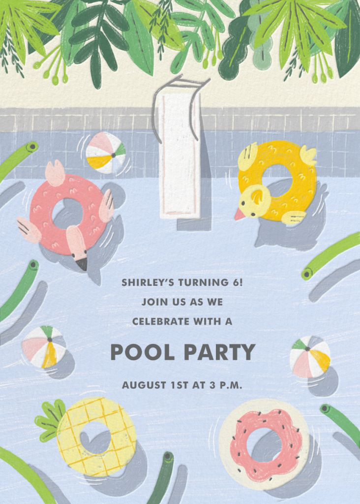 Pool Floaties - Birthday Invitation | Send online instantly | RSVP tracking