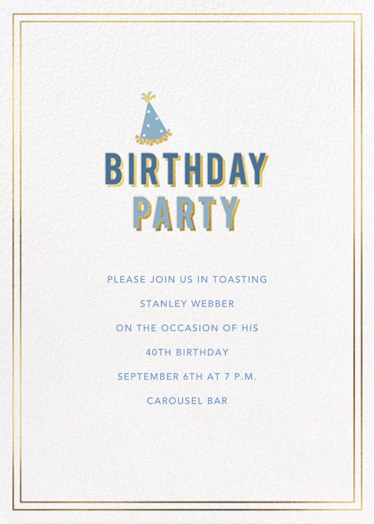 Gold Shadow - Birthday Invitation | Send online instantly | RSVP tracking