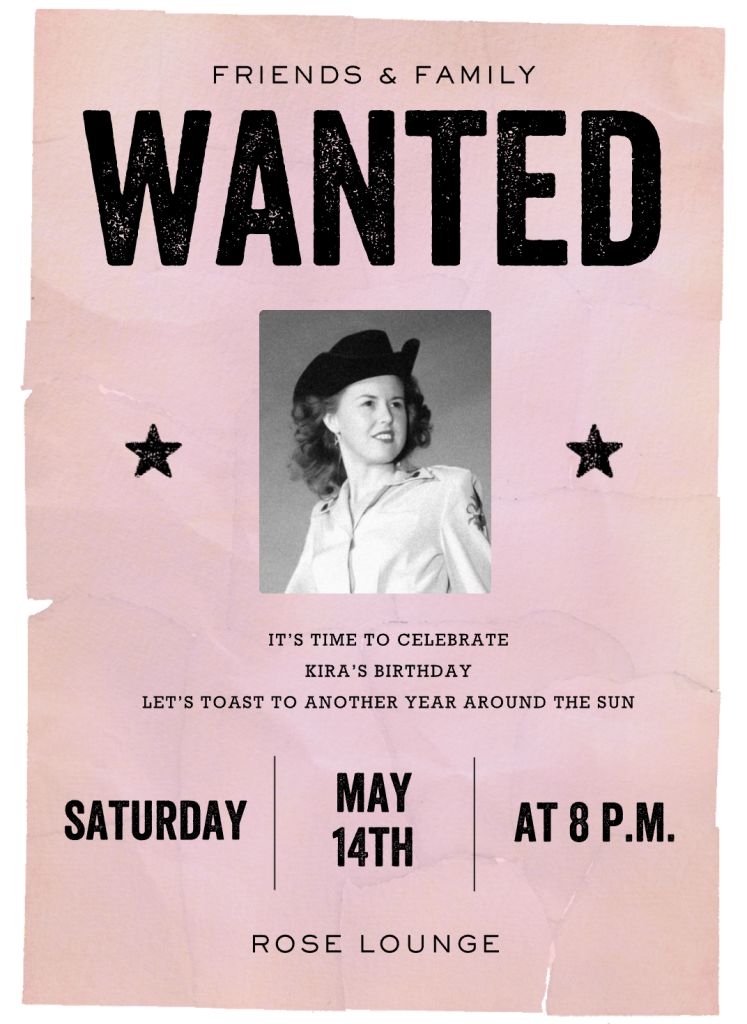 Most Wanted - Western Party Invitation | Send online instantly | RSVP ...