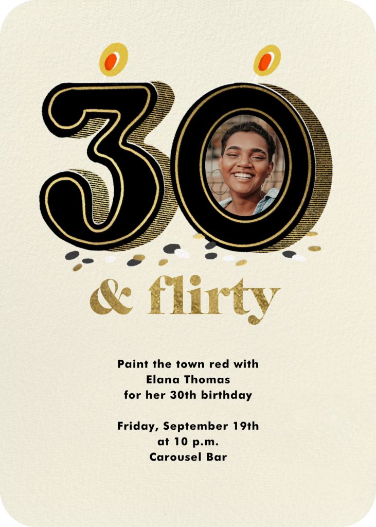 Thirty and Flirty Photo - Birthday Invitation | Send online instantly ...