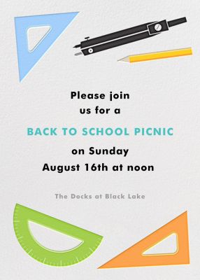 Back-to-School Invitations | Send online instantly | RSVP tracking