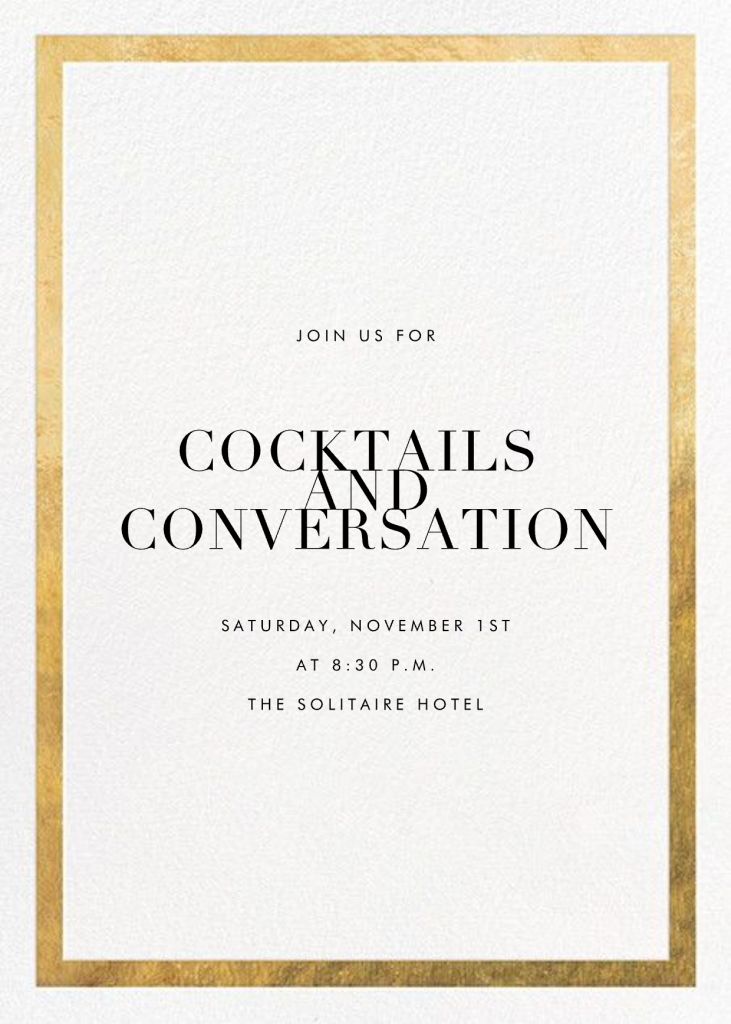 Simple Gold Border - Cocktail Party Invitation | Send online instantly ...