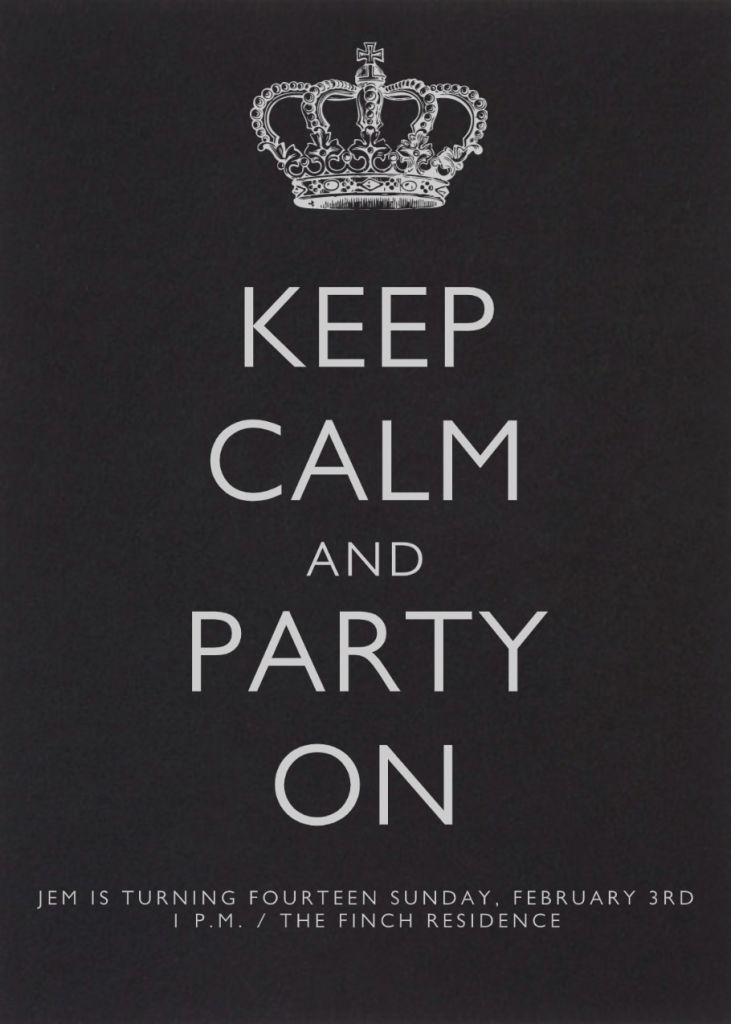 Keep Calm and Party On | Send online instantly | RSVP tracking