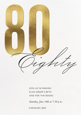 80th Birthday Invitation Templates | Send online instantly | RSVP tracking