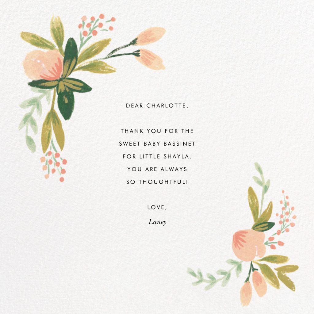 Peach Posies Thank You Card Send Online Instantly Track Opens