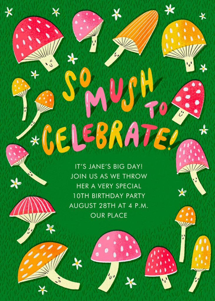 Feeling Mushy - Birthday Invitation | Send online instantly | RSVP tracking