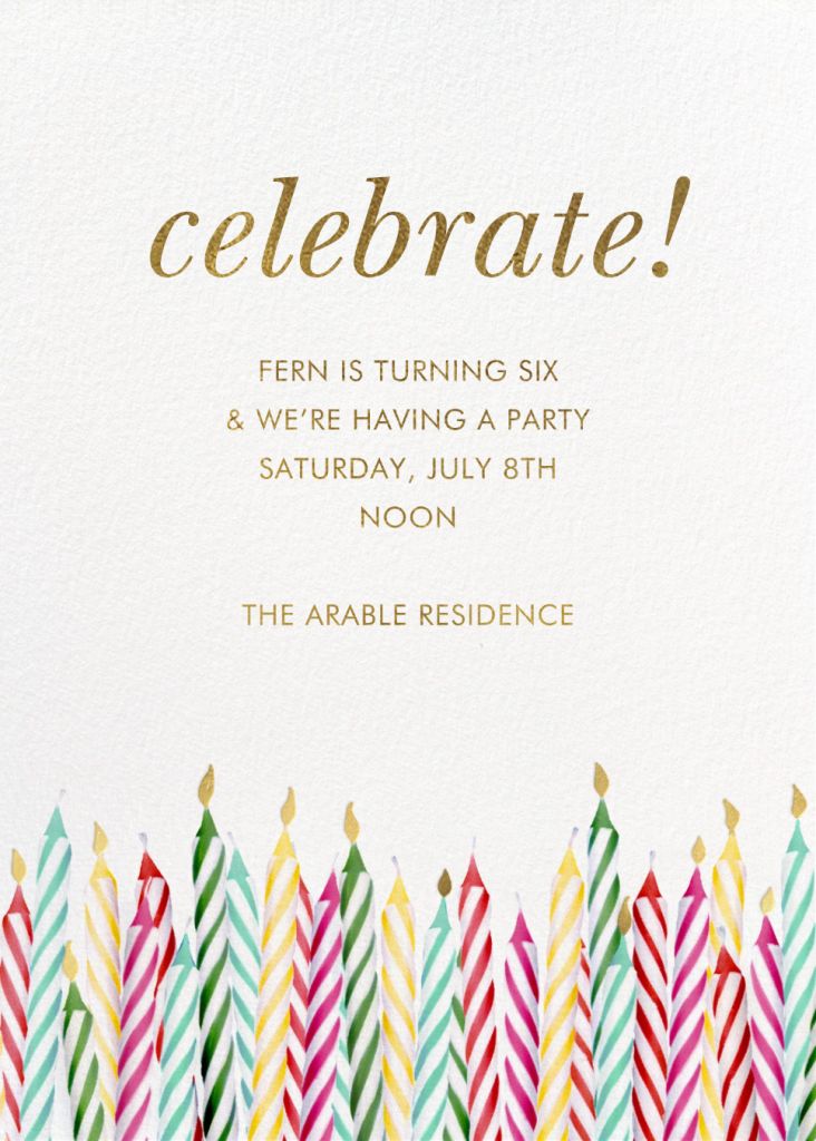 Candle Corner - Birthday Invitation | Send online instantly | RSVP tracking