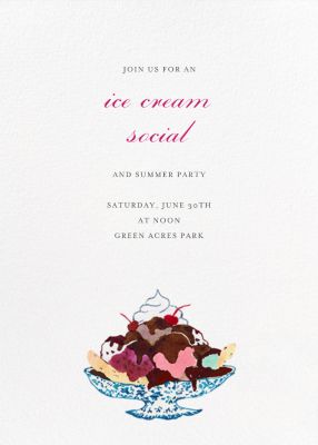 Ice Cream Social Invitations | Send online instantly | RSVP tracking