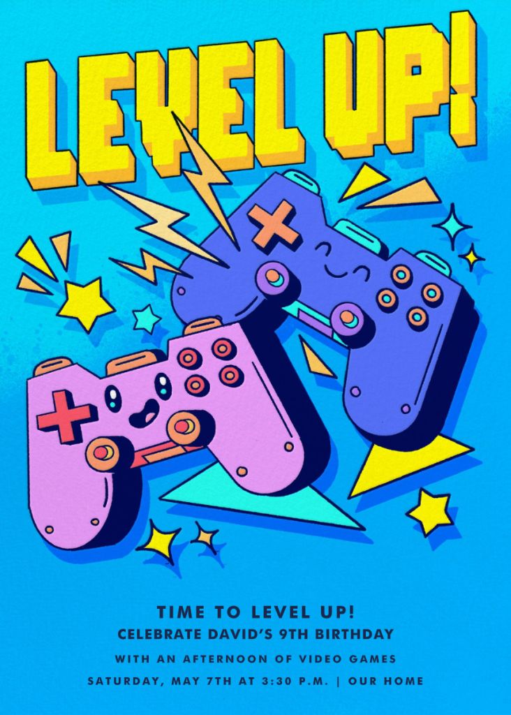 Game Controllers - Birthday Invitation | Send online instantly | RSVP ...
