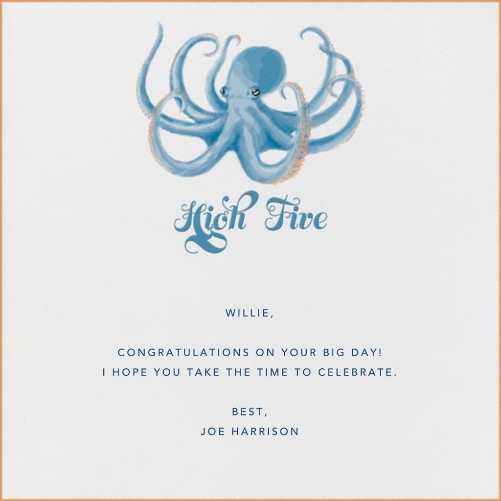 Octopus High Five - Congratulations Card | Send online instantly ...