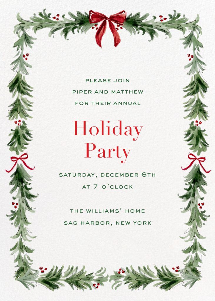 Watercolor Garland (Riley Sheehey) - Holiday Party Invitation | Send ...