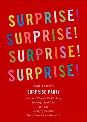Surprise Party Invitations | Send online instantly | RSVP tracking