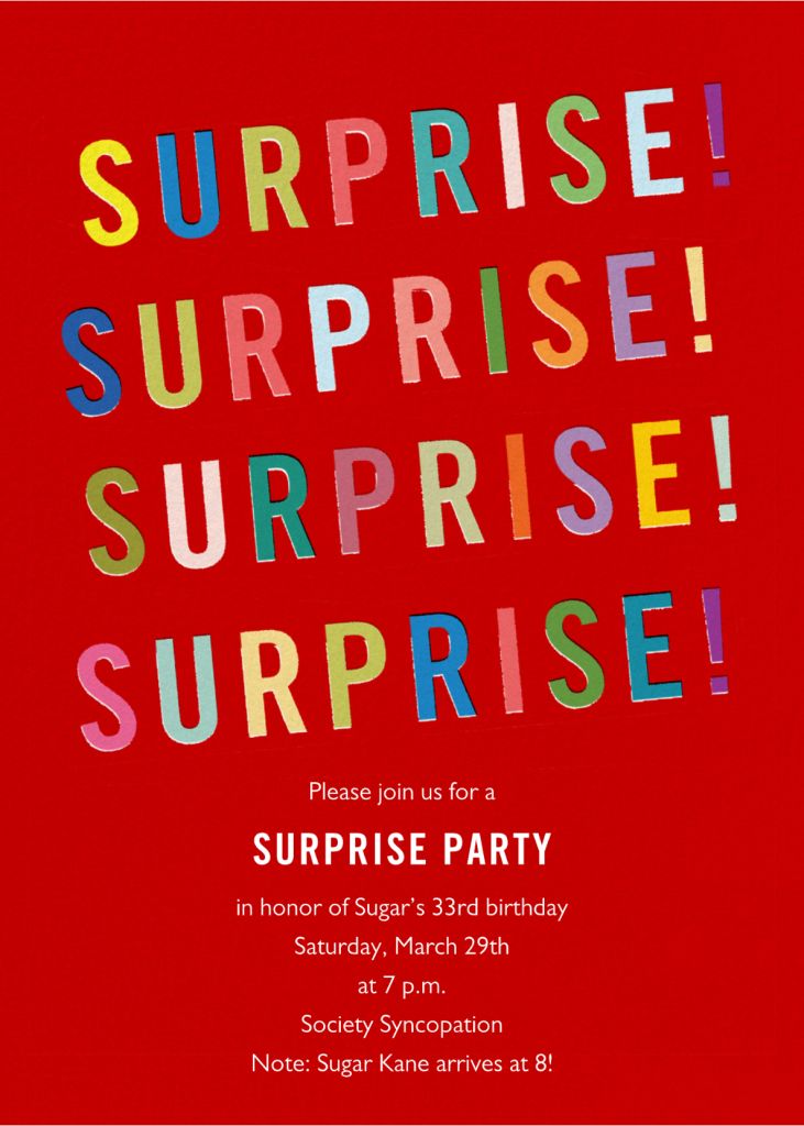 Quelle Surprise - Surprise Party Invitation | Send online instantly ...