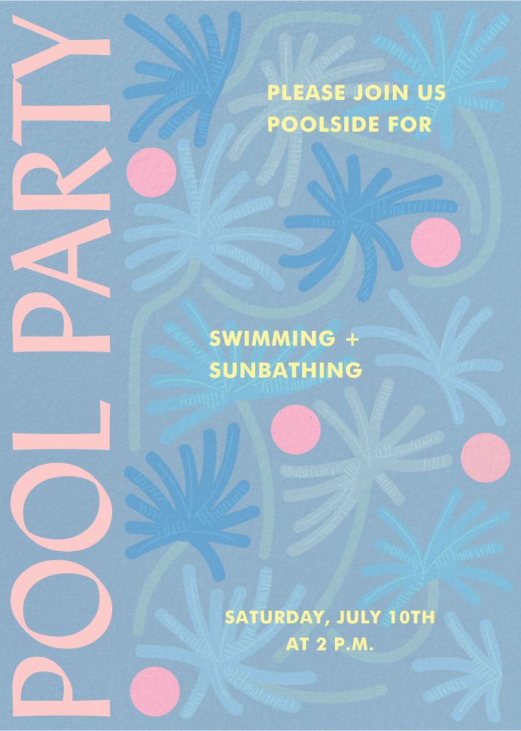 Palm Mural - Pool Party Invitation | Send online instantly | RSVP tracking