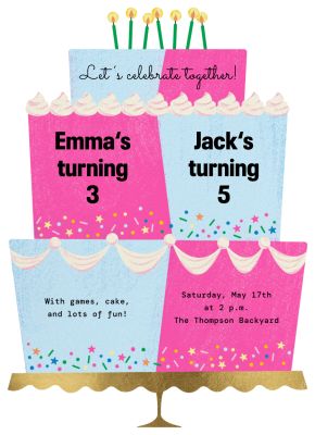 Joint Birthday Party Invitations | Send online instantly | RSVP tracking