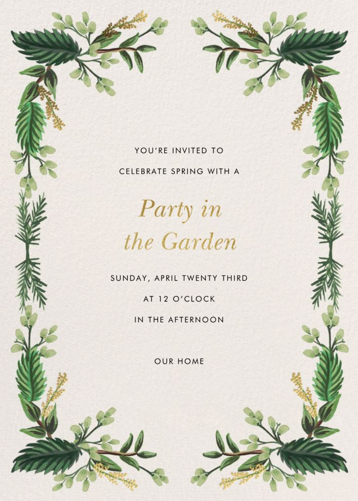 Evergreen Bough - Spring Party Invitation | Send online instantly ...