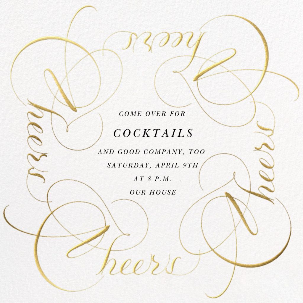 Cheers Script - Cocktail Party Invitation | Send online instantly ...