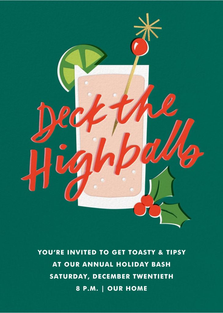 Highballs - Holiday Party Invitation | Send online instantly | RSVP ...