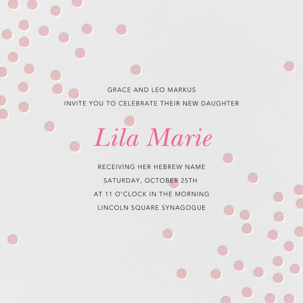 Pink Dots - Bris/Baby Naming Invitation | Send online instantly | RSVP ...