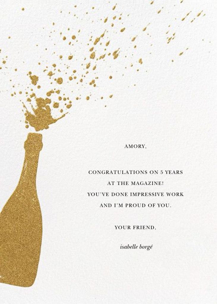 Champers - Work Anniversary Card | Send online instantly | RSVP tracking