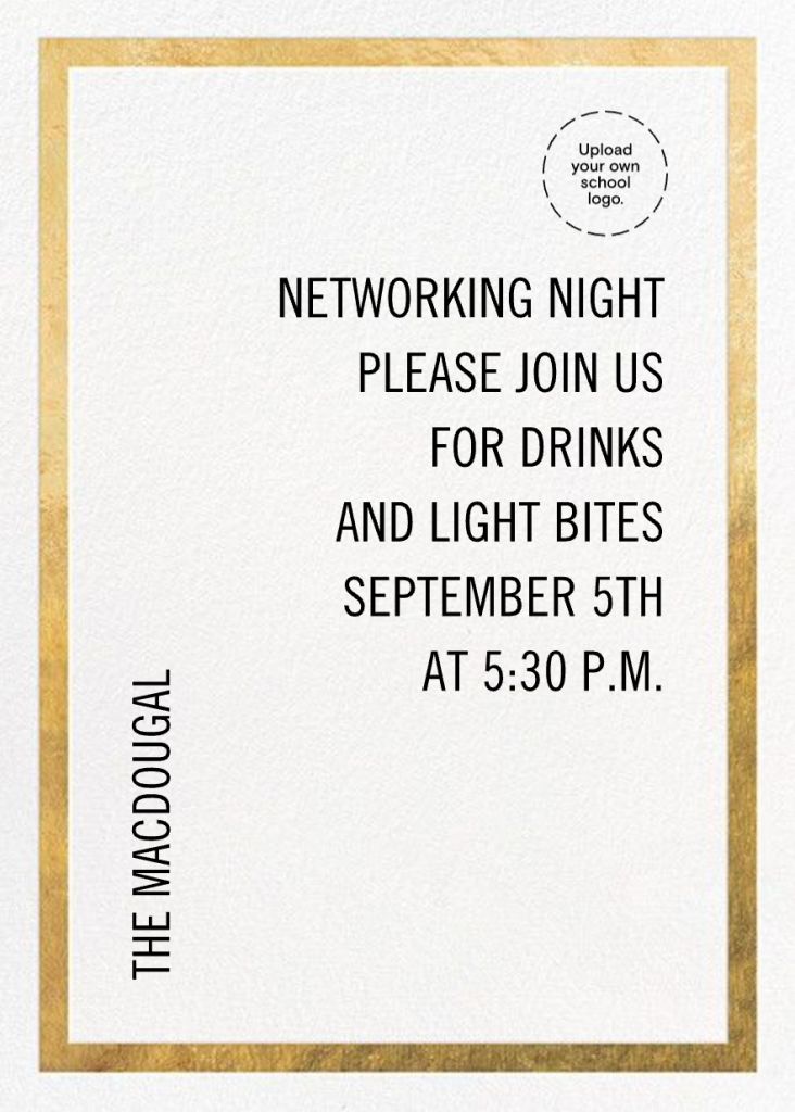 Simple Gold Border - Networking Event Invitation | Send online ...