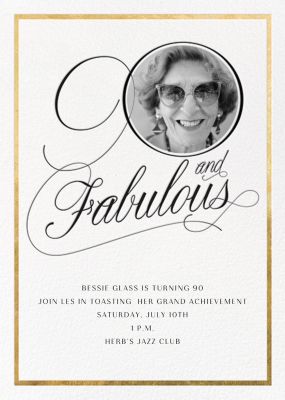 90th Birthday Invitations | Send online instantly | RSVP tracking