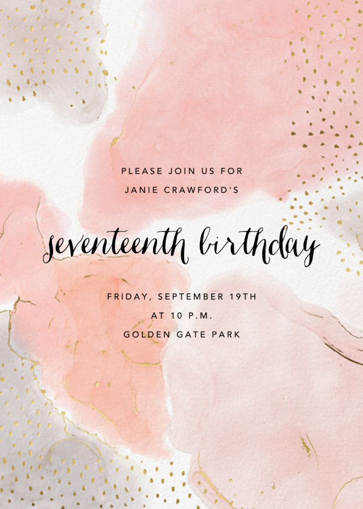 Ethereal Wash - Birthday Invitation | Send online instantly | RSVP tracking