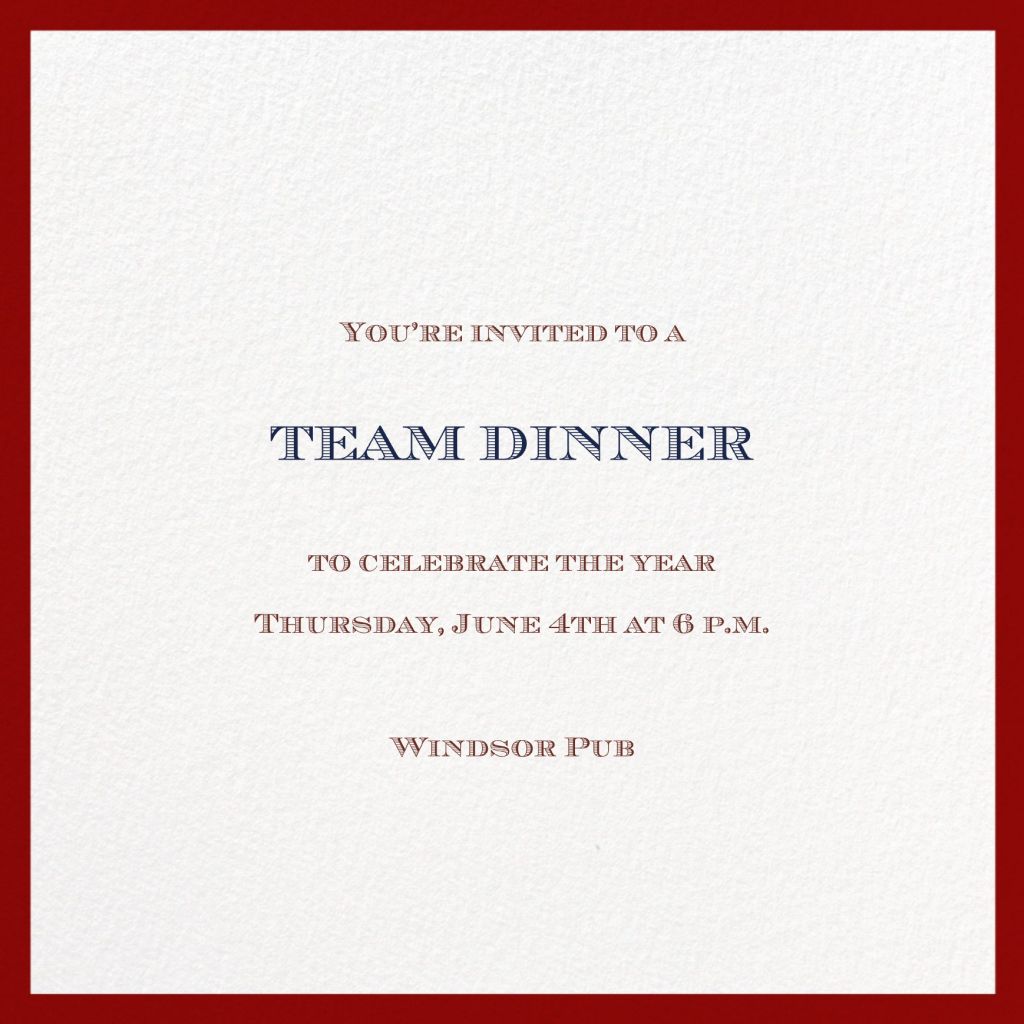 Red Square Border - Business Dinner Invitation | Send online instantly ...