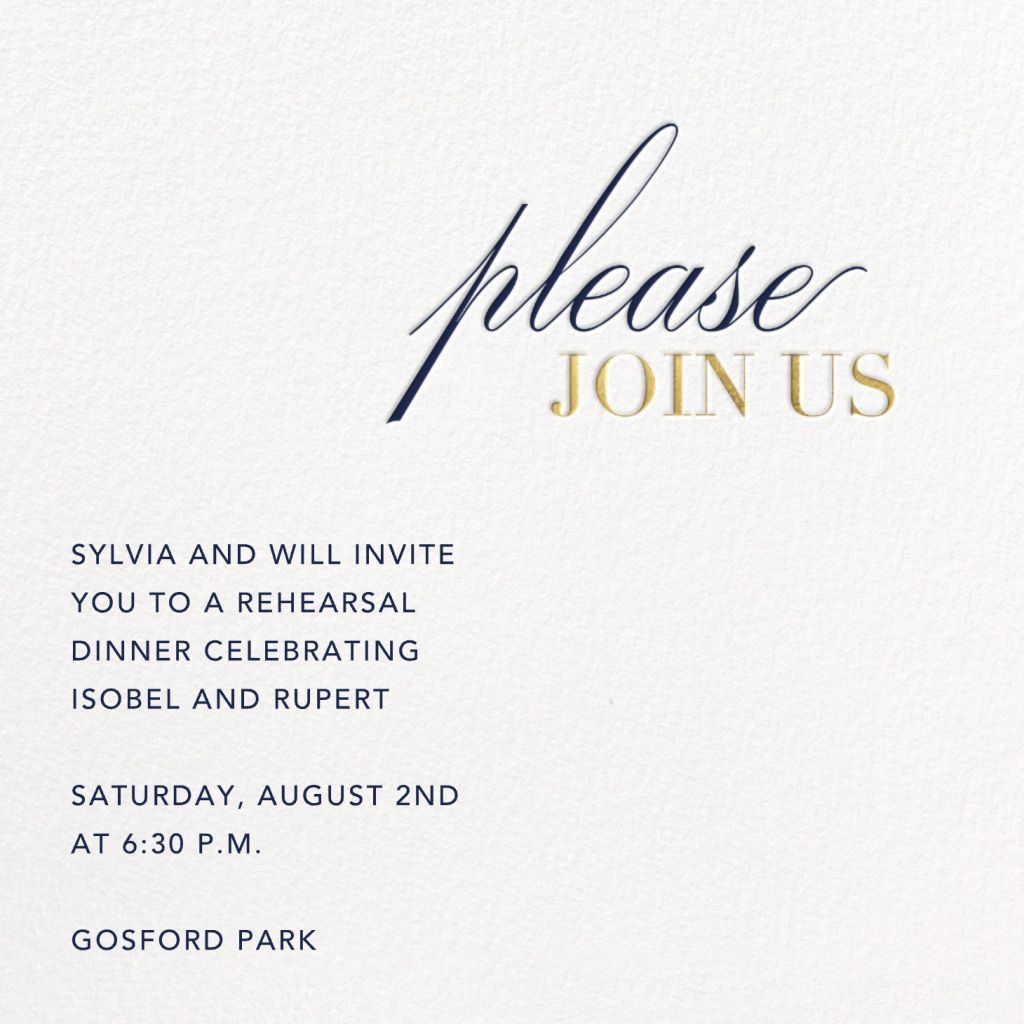 Please Join Us - Rehearsal Dinner Invitation | Send online instantly ...