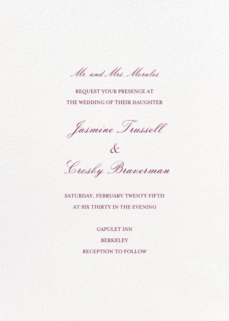 Classic Textured Script - Wedding Invitation | Send online instantly ...