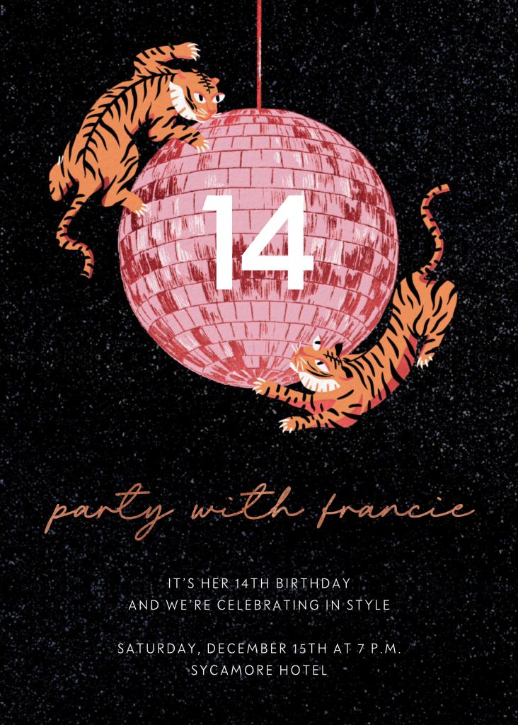 Disco Tiger - Birthday Invitation | Send online instantly | RSVP tracking