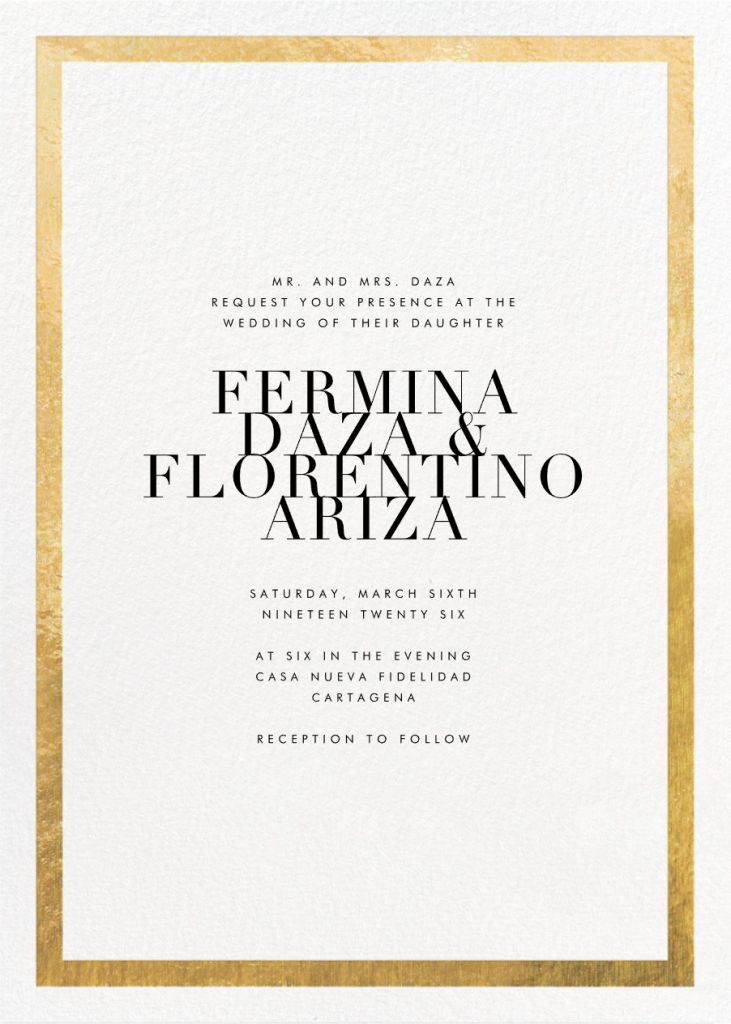 Simple Gold Border - Wedding Invitation | Send online instantly | RSVP ...