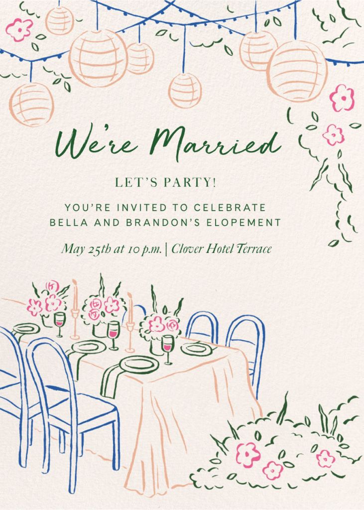 Under the Lanterns - Elopement Party Invitation | Send online instantly ...