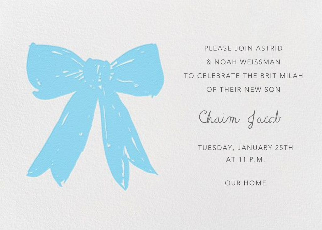 Big Bow - Linda and Harriett - Bris/Baby Naming Invitation | Send ...