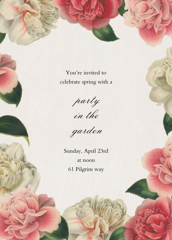 Peony Melange - Spring Party Invitation | Send online instantly | RSVP ...