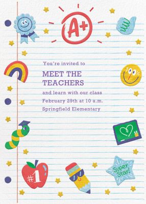Meet the Teacher Invitations | Send online instantly | RSVP tracking