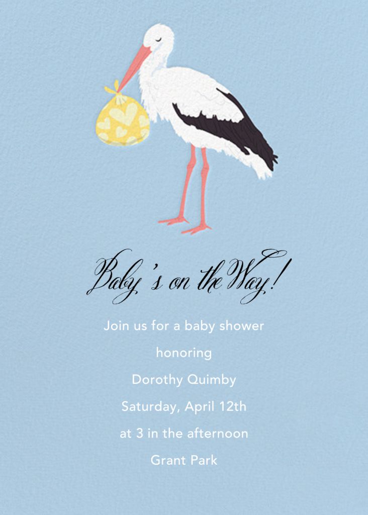 Stork - Baby Shower Invitation | Send online instantly | RSVP tracking