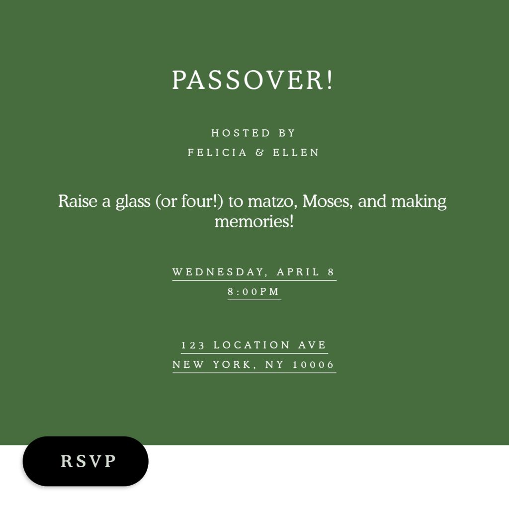 Passover invitations | Send online instantly | RSVP tracking