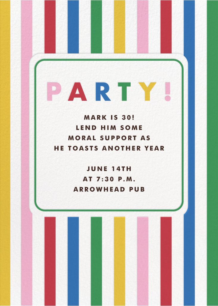 Colorful Stripes - Birthday Invitation | Send online instantly | RSVP ...