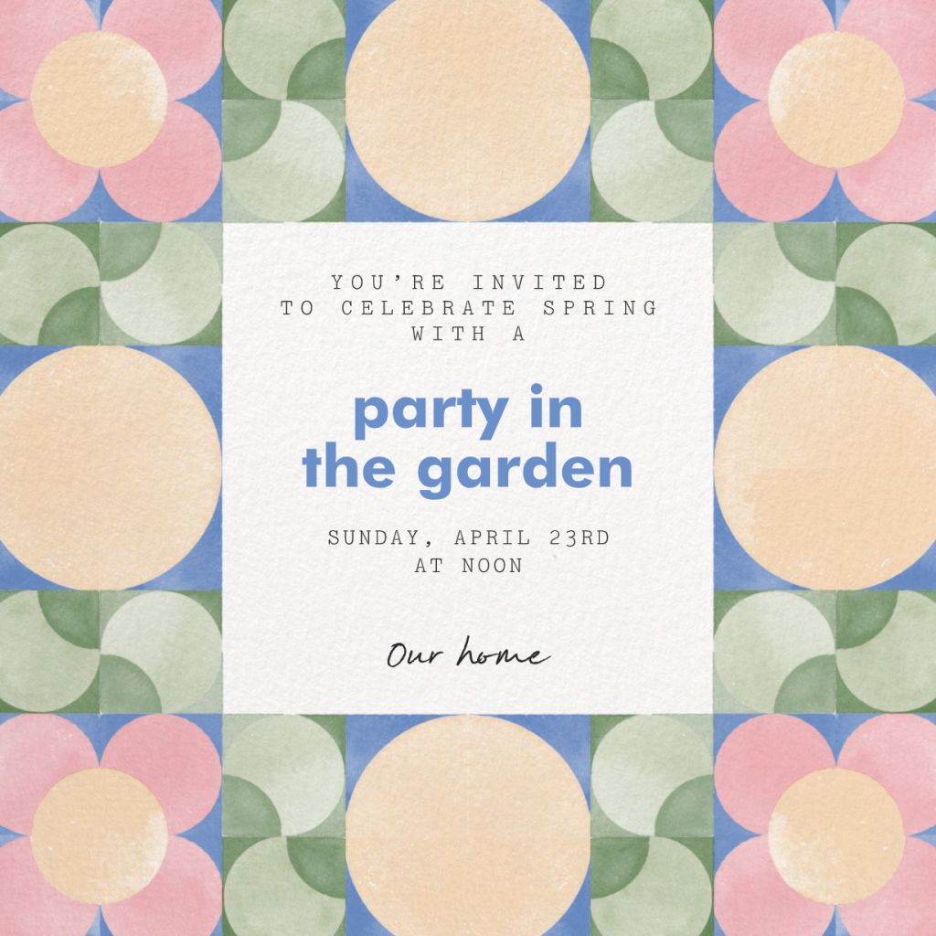 Garden Tile - Spring Party Invitation | Send online instantly | RSVP ...