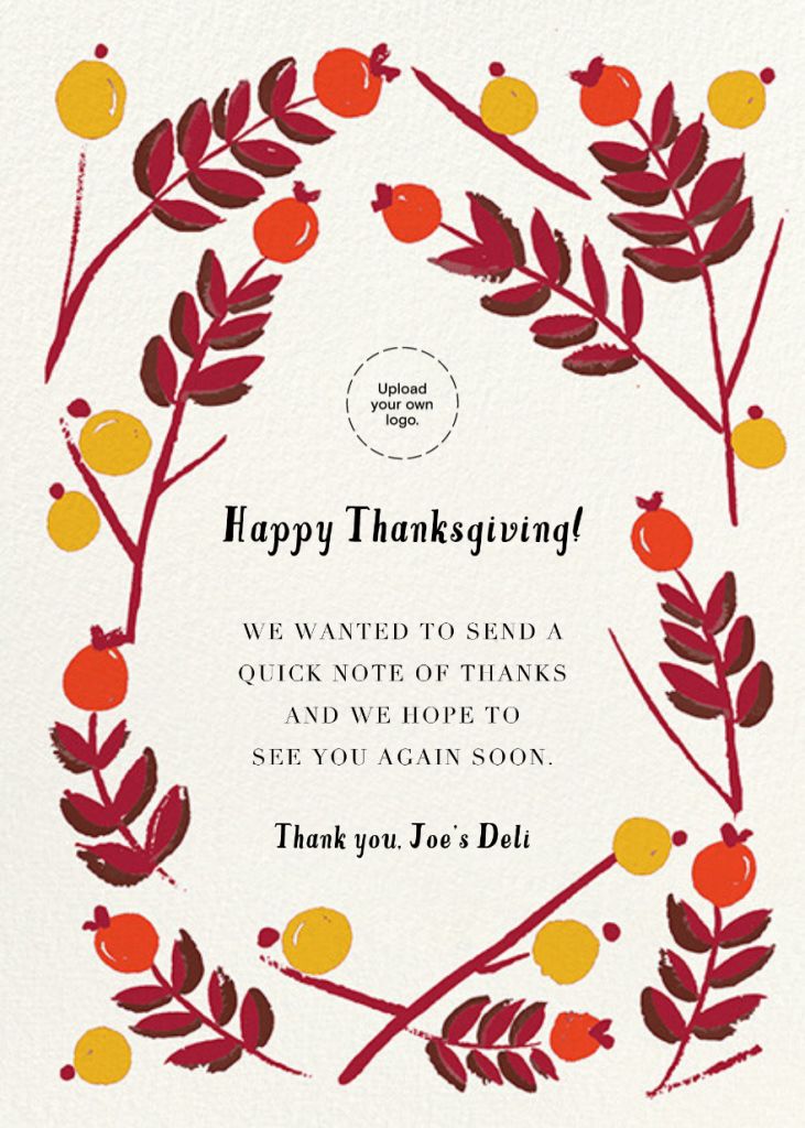 Berry Frame - Thanksgiving Card | Send online instantly | Track opens