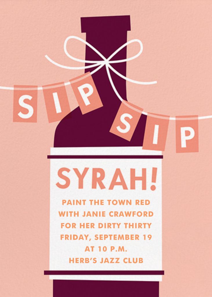 Sip, Sip, Syrah - Wine Tasting Invitation | Send online instantly ...