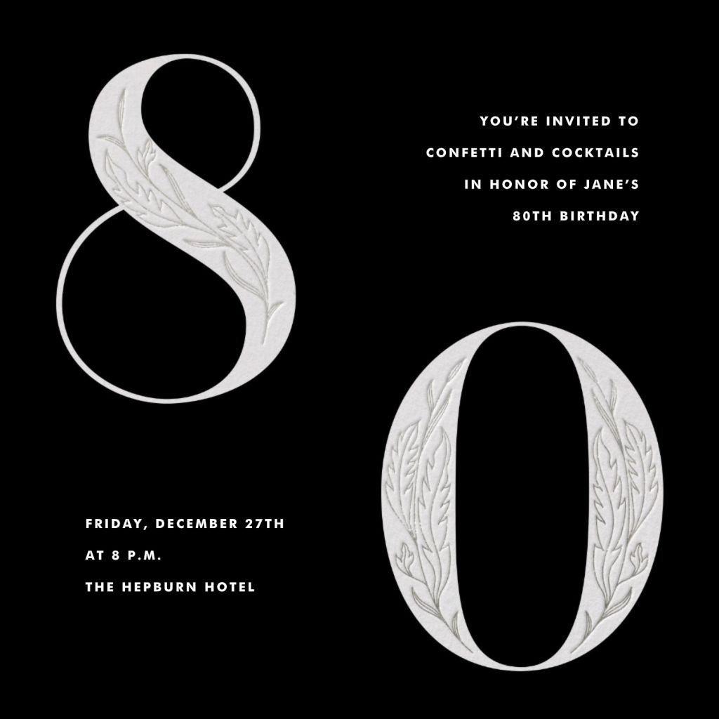 Nouveau Numerals - Birthday Invitation | Send online instantly | RSVP ...