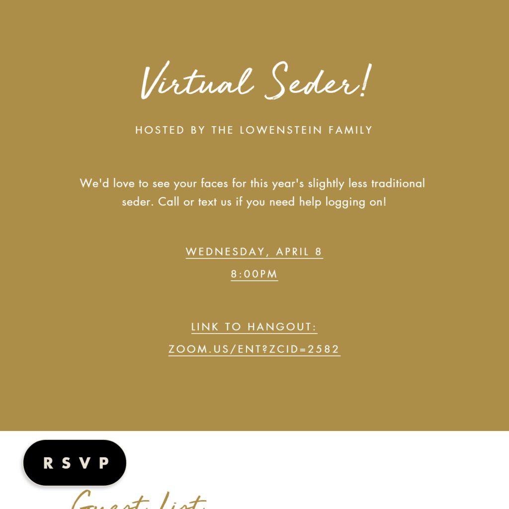 Passover invitations | Send online instantly | RSVP tracking