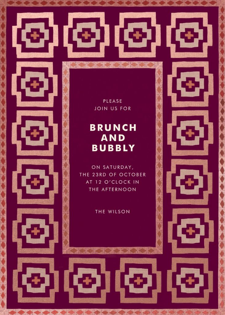 Geometric Patterned Border - Brunch Invitation | Send online instantly ...