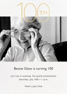 100th Birthday Invitation Templates | Send online instantly | RSVP tracking