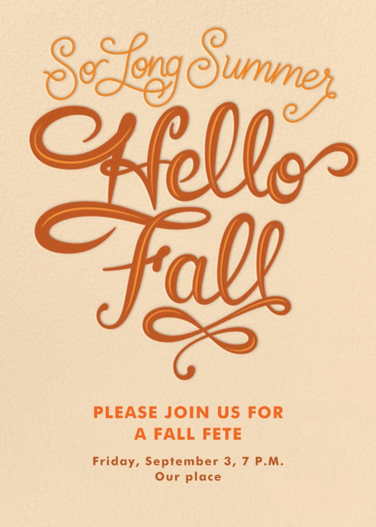 So Long Summer, Hello Fall - Fall Party Invitation | Send online ...