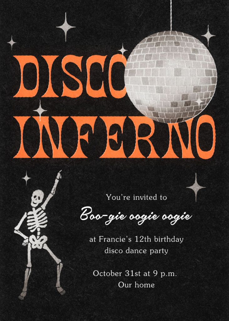 Disco Inferno - Birthday Invitation | Send online instantly | RSVP tracking