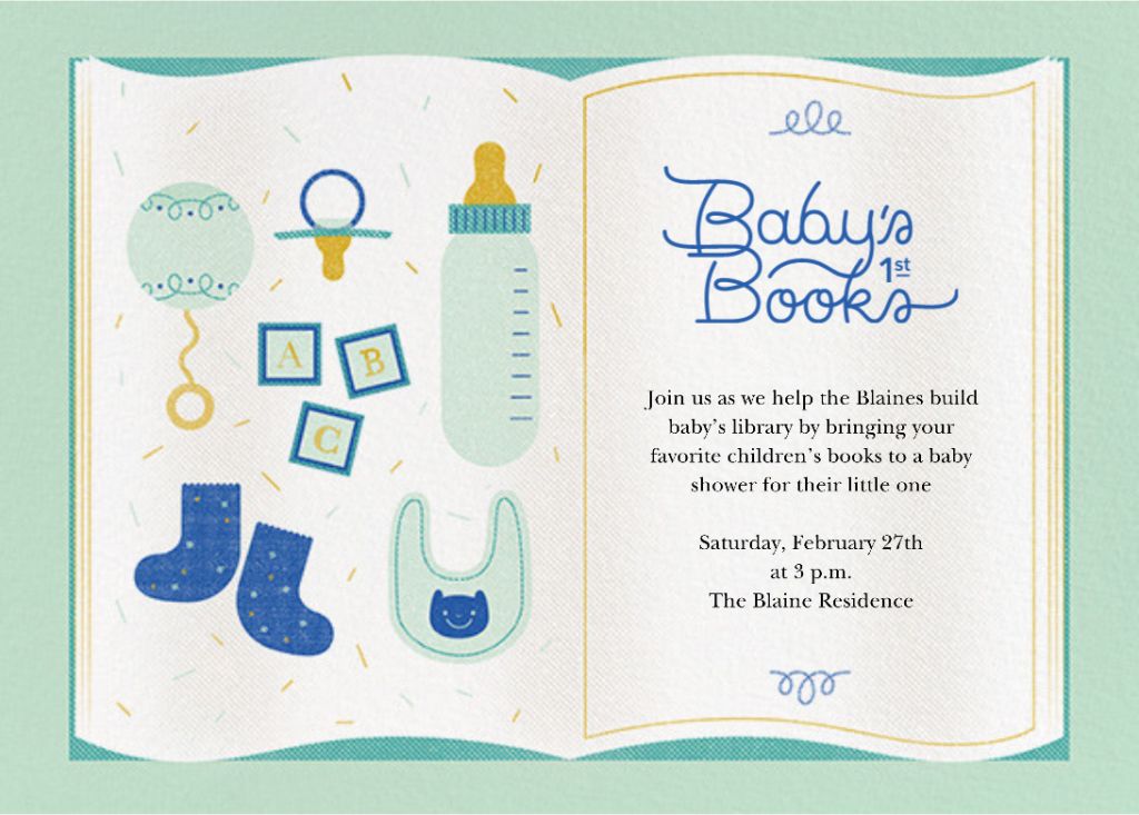 Baby's First Library - Baby Shower Invitation | Send online instantly ...
