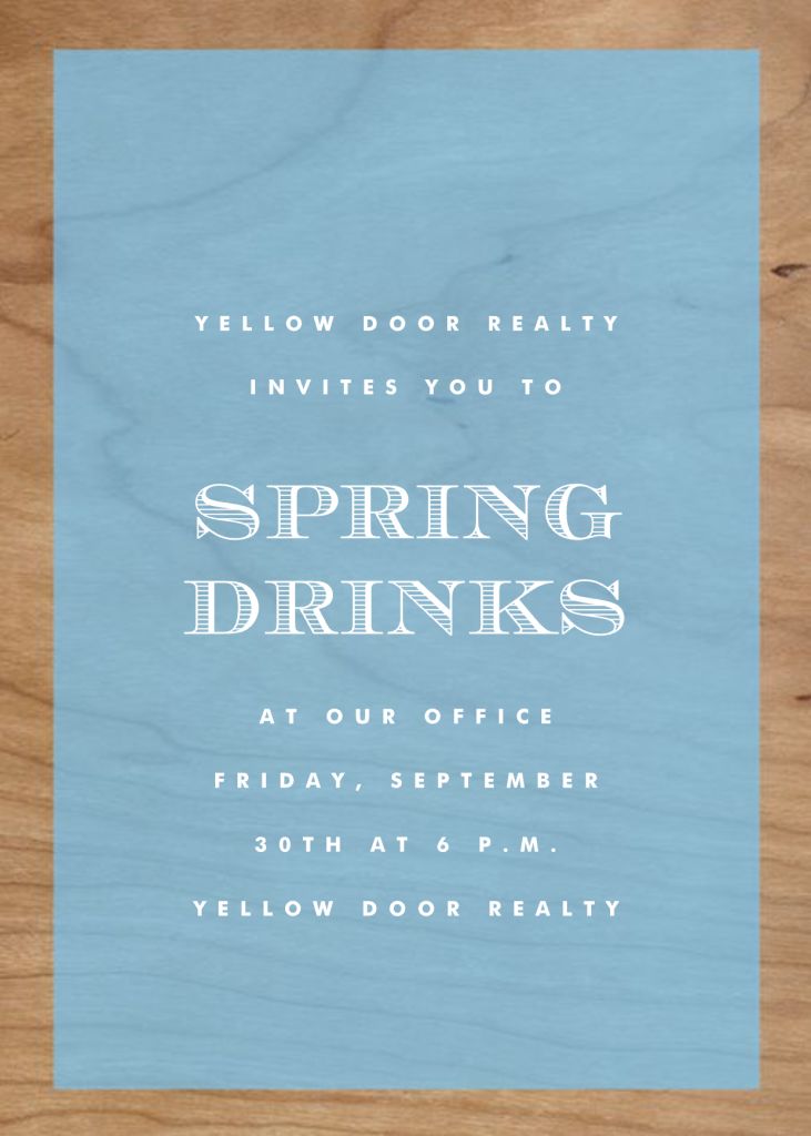 Wood Grain Color Block - Cocktail Party Invitation | Send online ...